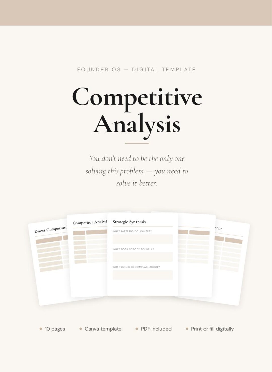 Competitive Analysis Template | Editable Canva + PDF | Business ...