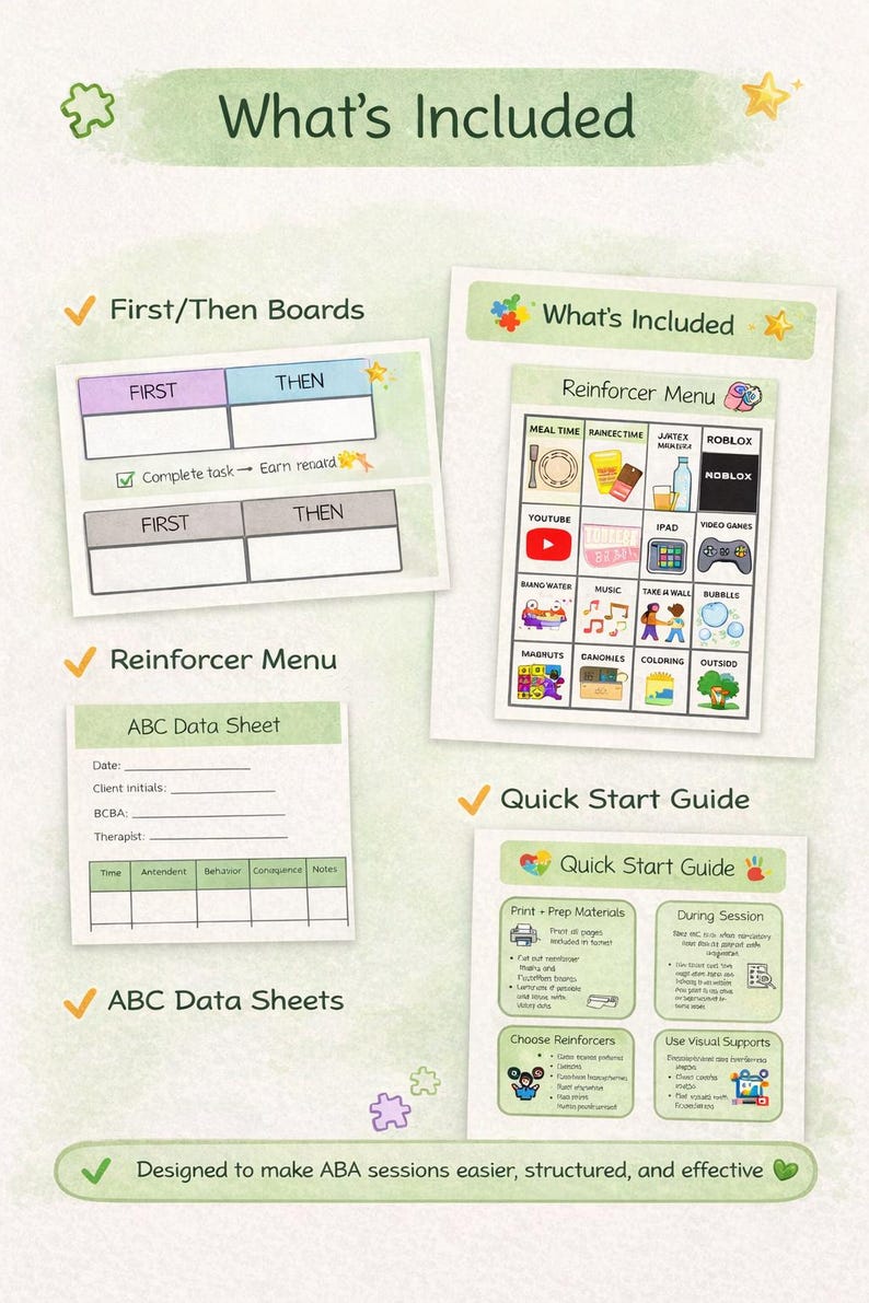 RBT Session Toolkit Printable | ABA Data Sheets, Token Boards (digital ...