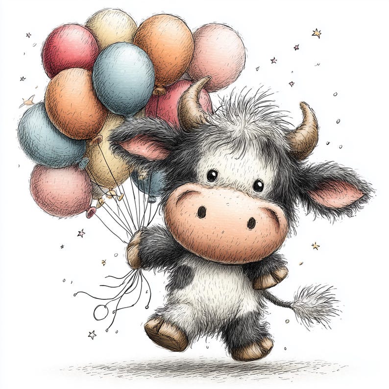 Cow Birthday Clipart Bundle: Baby Calf Party JPG for Invitations and ...