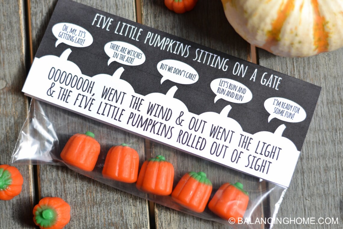 Five Little Pumpkins Sitting on a Gate Bag Topper - Etsy