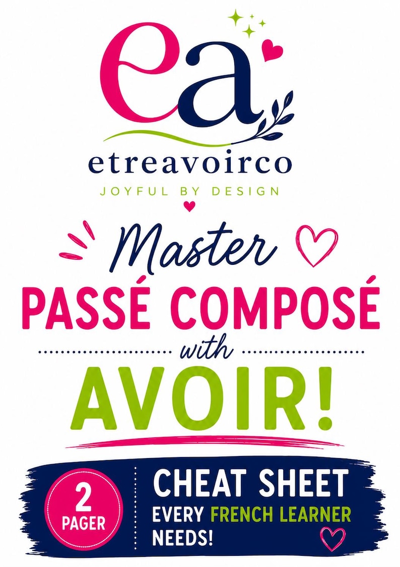 Meister Passé Composé mit AVOIR | 2-seitiger Französischer Grammatik ...