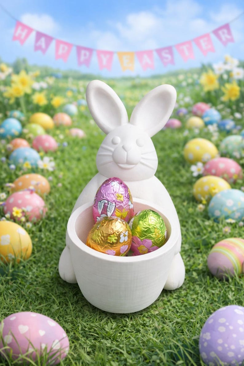 Easter Bunny Pot Holder | 3D Printed Egg Bowl, Vase, Spring Decor - Etsy
