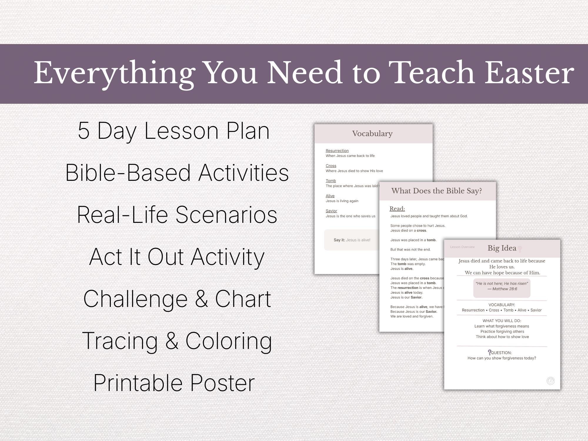 Easter Story Lesson Plan K-2 | Christian Sunday School Worksheets ...