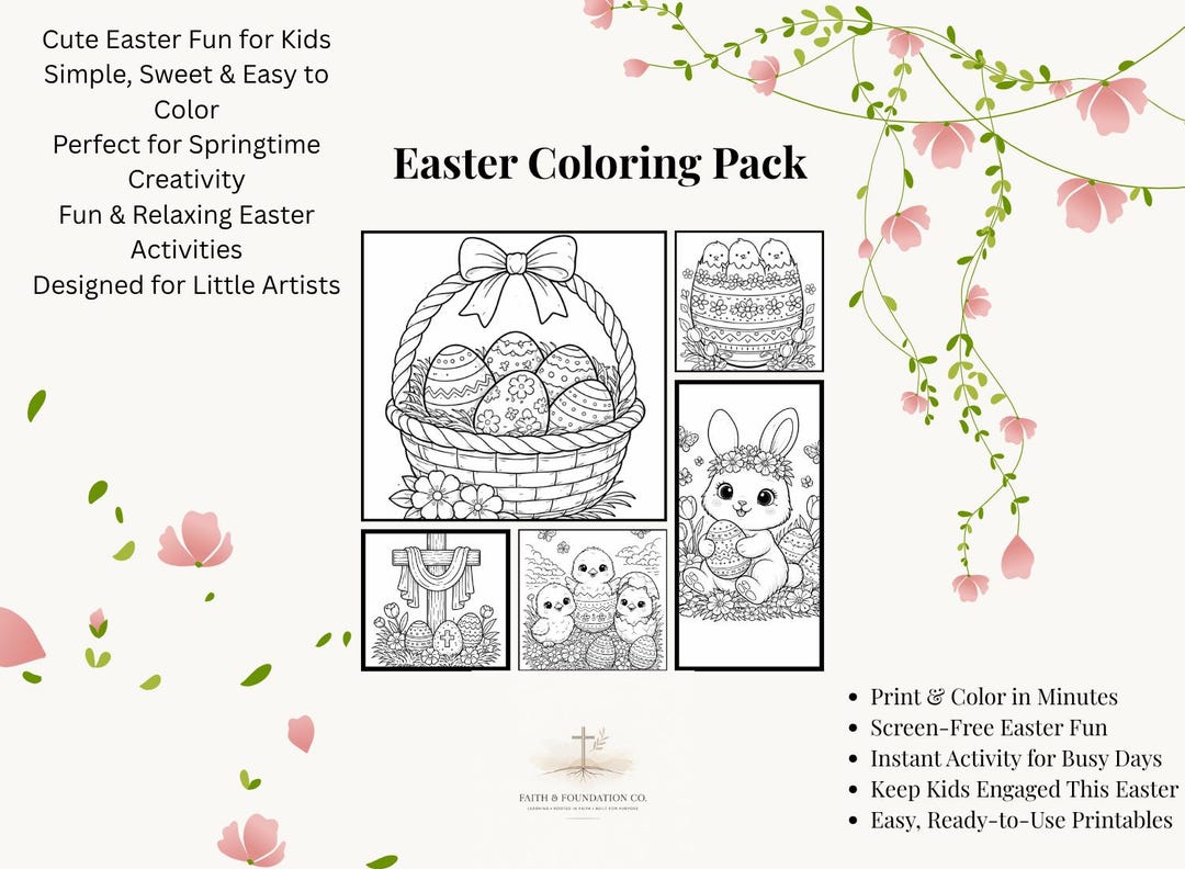 Easter Coloring Page Pack-pdf Printable - Etsy