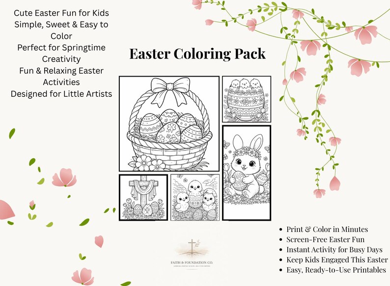 Easter Coloring Page Pack-pdf Printable - Etsy