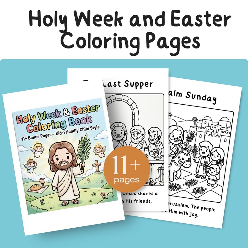 Holy Week and Easter Timeline Cute Coloring Pages Printable - Etsy
