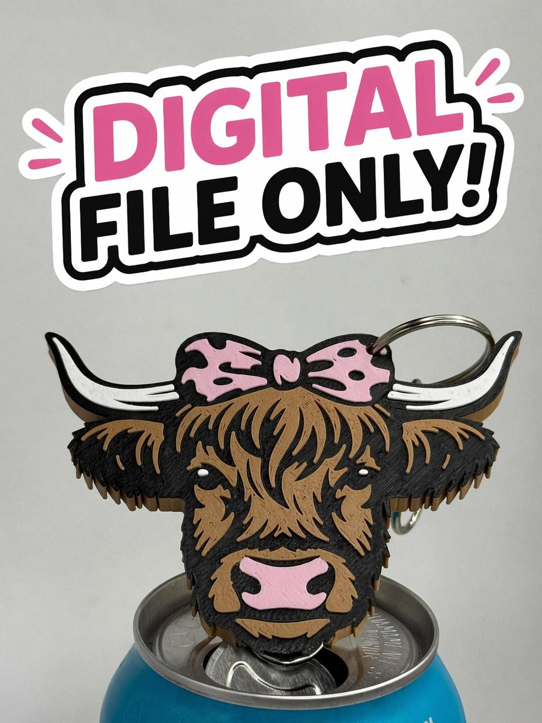 Highland Cow Can Tab Opener STL File | Keychain Bottle Opener (digital ...