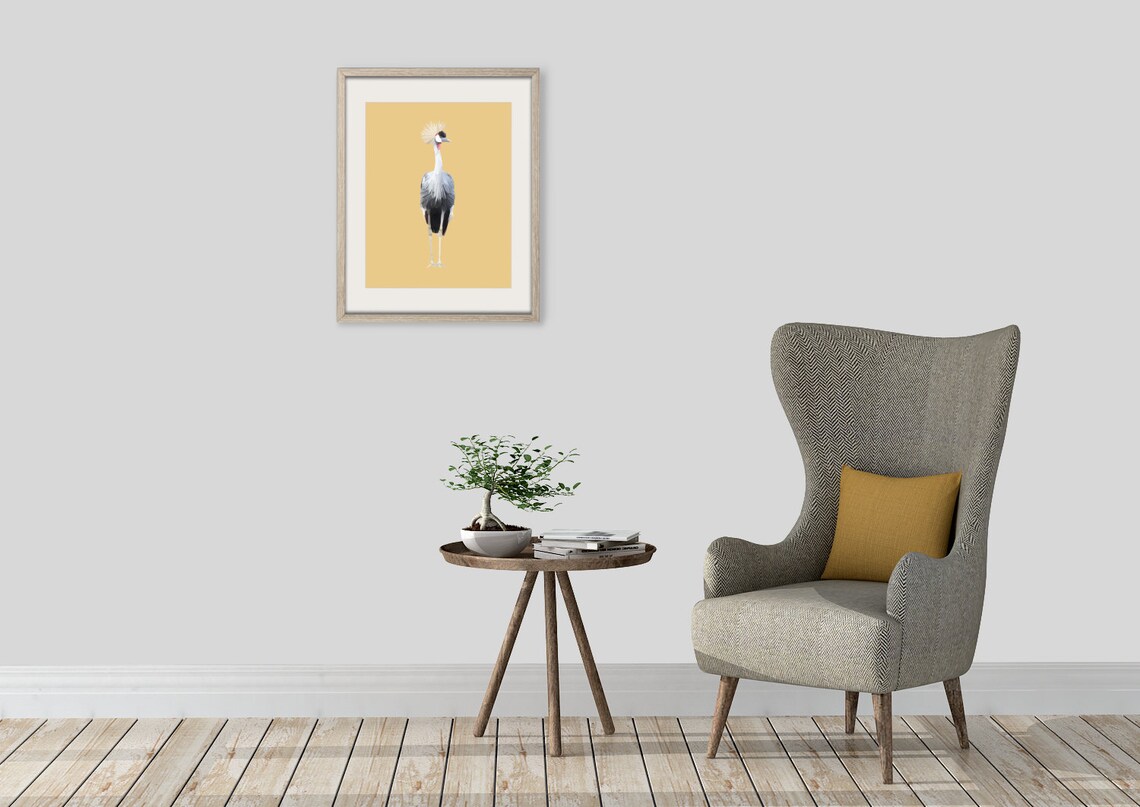 Bright Yellow Printable Bird Art | Wildlife Wall Art | Modern Geometric ...