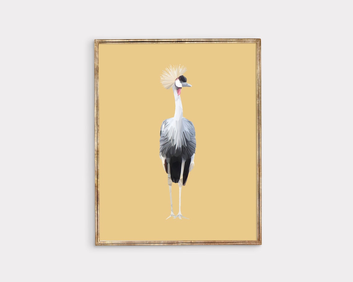 Bright Yellow Printable Bird Art | Wildlife Wall Art | Modern Geometric ...