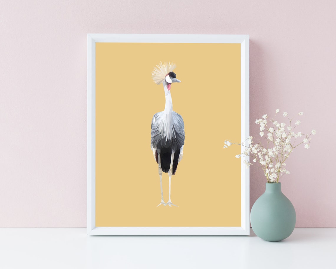 Bright Yellow Printable Bird Art | Wildlife Wall Art | Modern Geometric ...