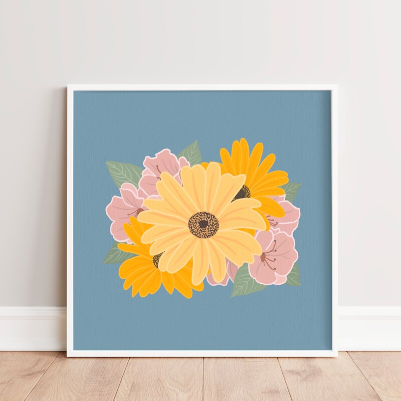 Square Flower Print - Etsy