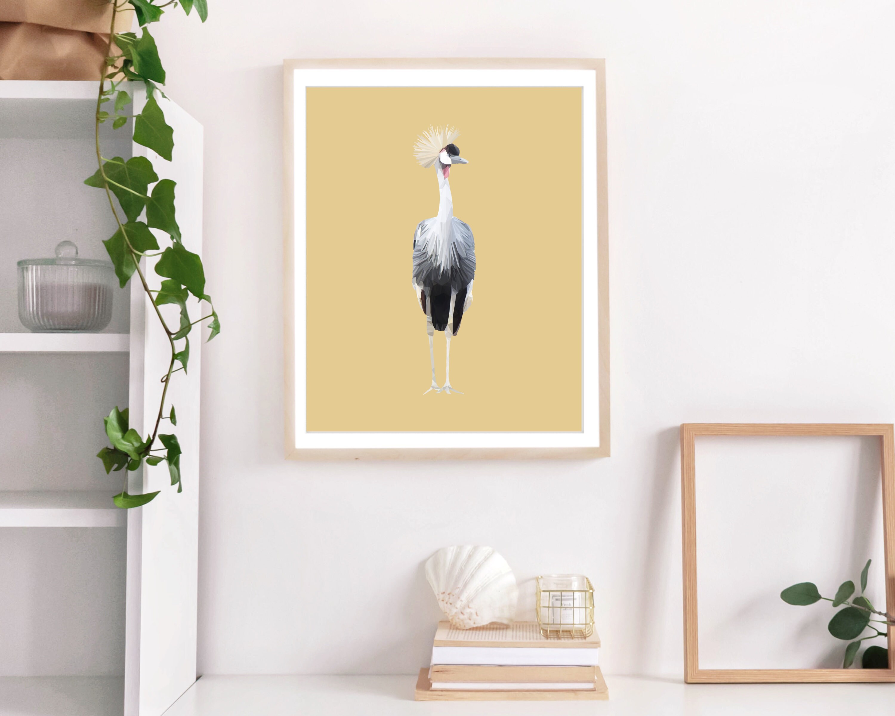 Bright Yellow Printable Bird Art | Wildlife Wall Art | Modern Geometric ...