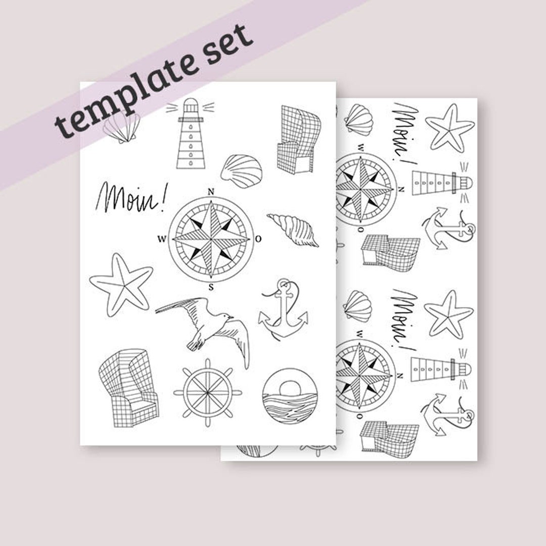 Beach Motifs - Embroidery Template - Etsy