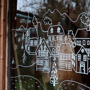 Chalk Marker Templates PDF Winter Village for Window Pictures - Etsy