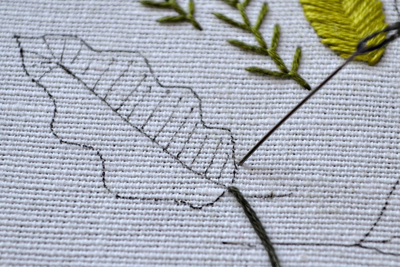 Modern Leaf Embroidery Pattern - Etsy