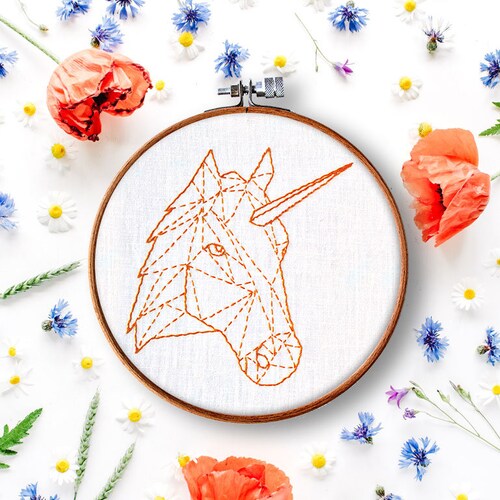 Unicorn Hand Embroidery Pattern Diy Hoop Art Beginner Etsy