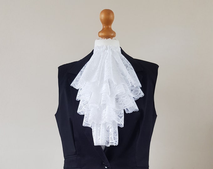 White Lace Jabot, White Lace Cravat, Historical Accessory - Etsy