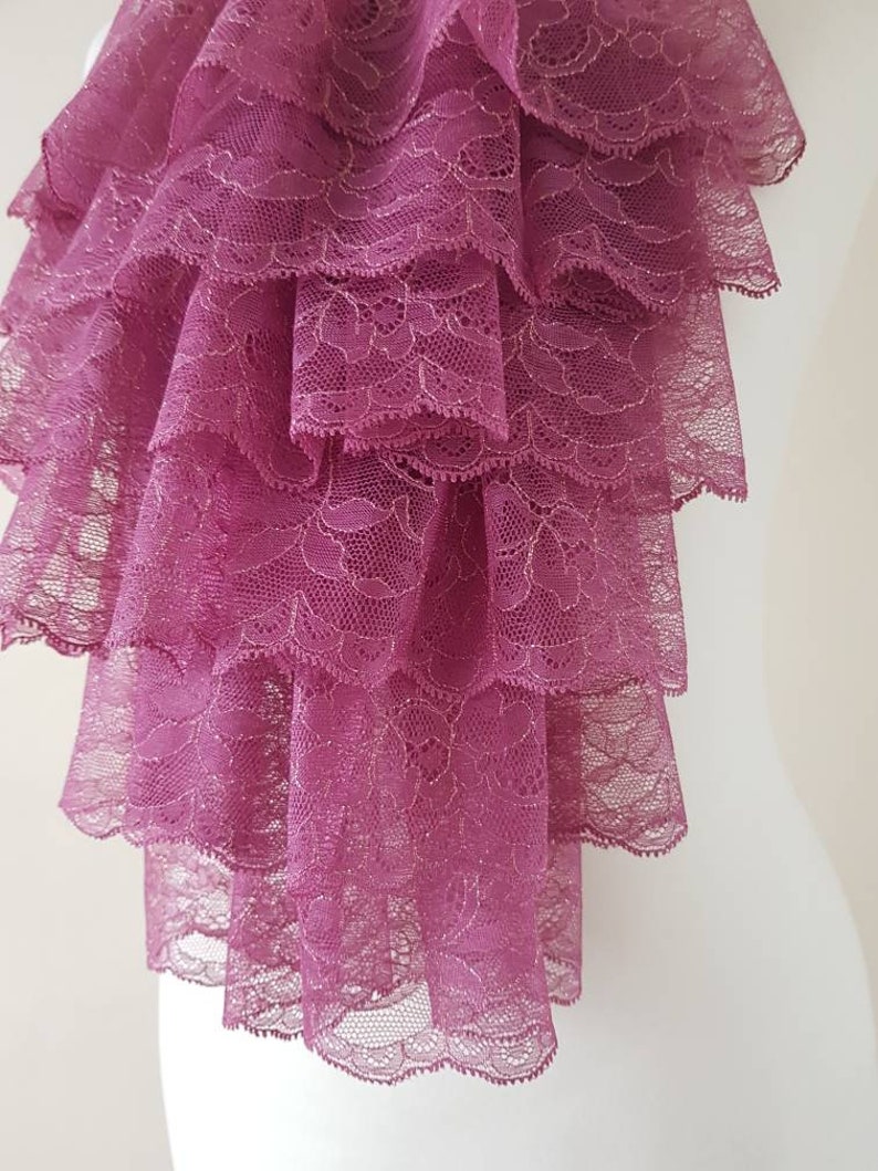 Pink Lace Jabot, Dusty Pink and Gold Lace Cravat, Historical Accessory ...