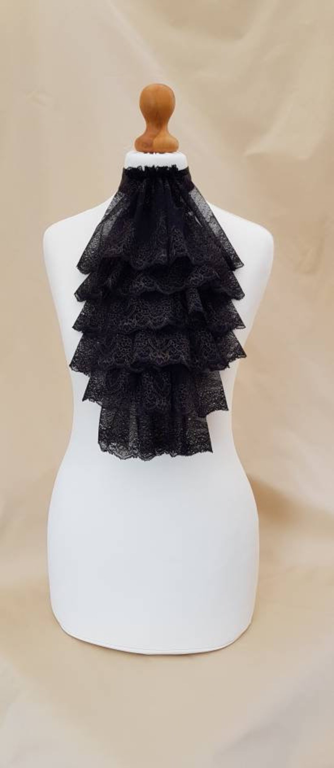 Black Lace Jabot Black and Gold Lace Cravat Historical - Etsy
