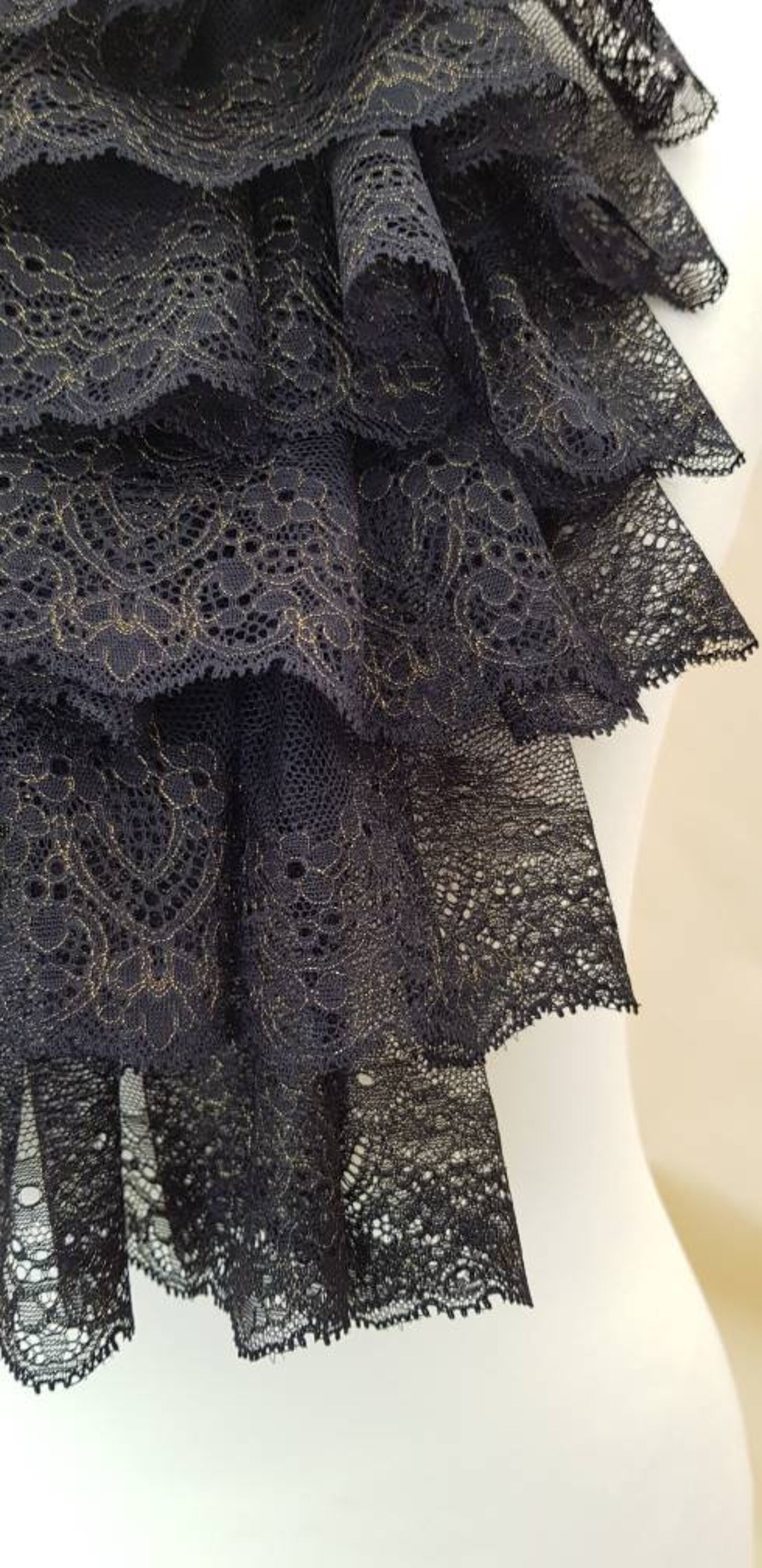 Black Lace Jabot Black and Gold Lace Cravat Historical - Etsy