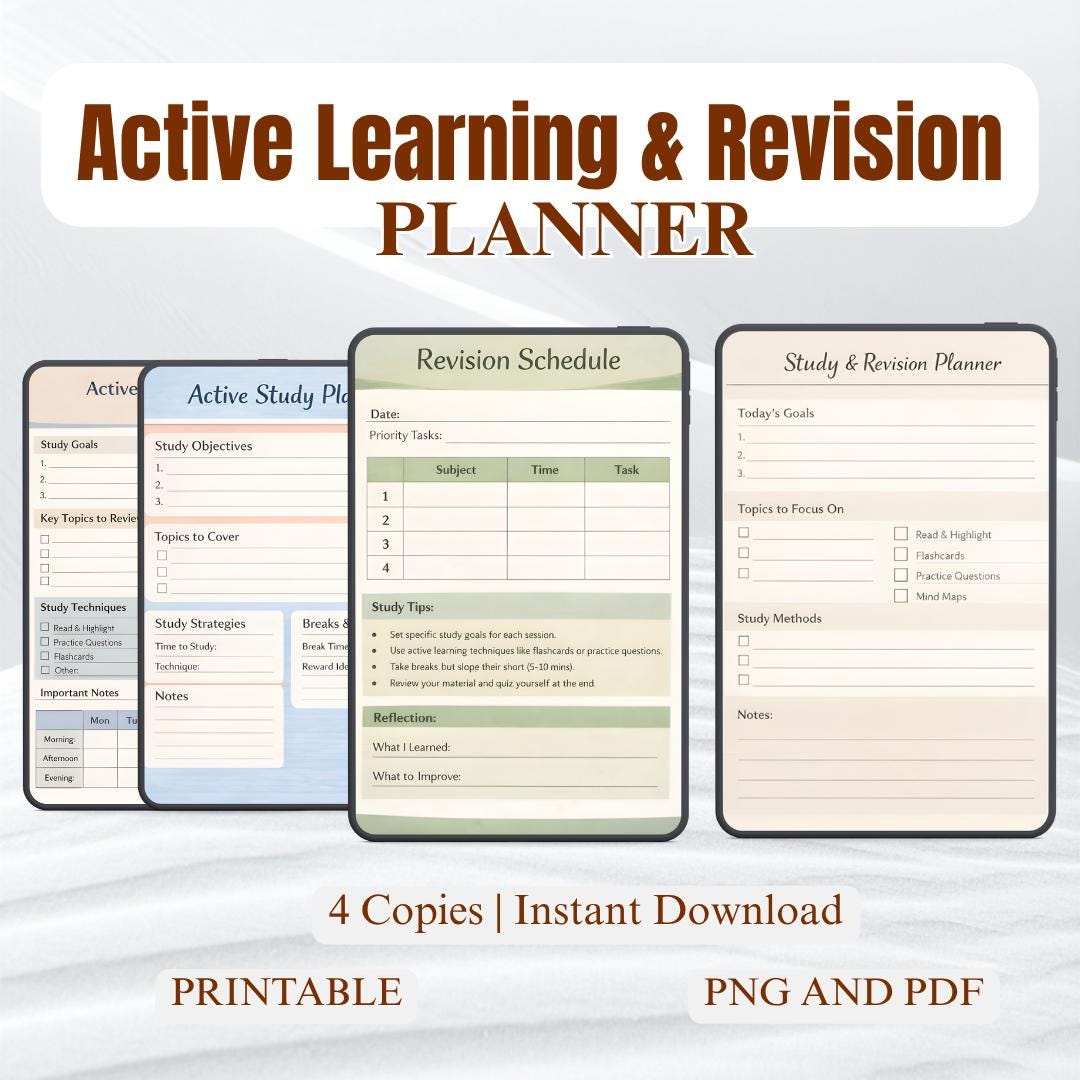 Professional Active Recall Revision Planner PDF PNG Study Strategy ...