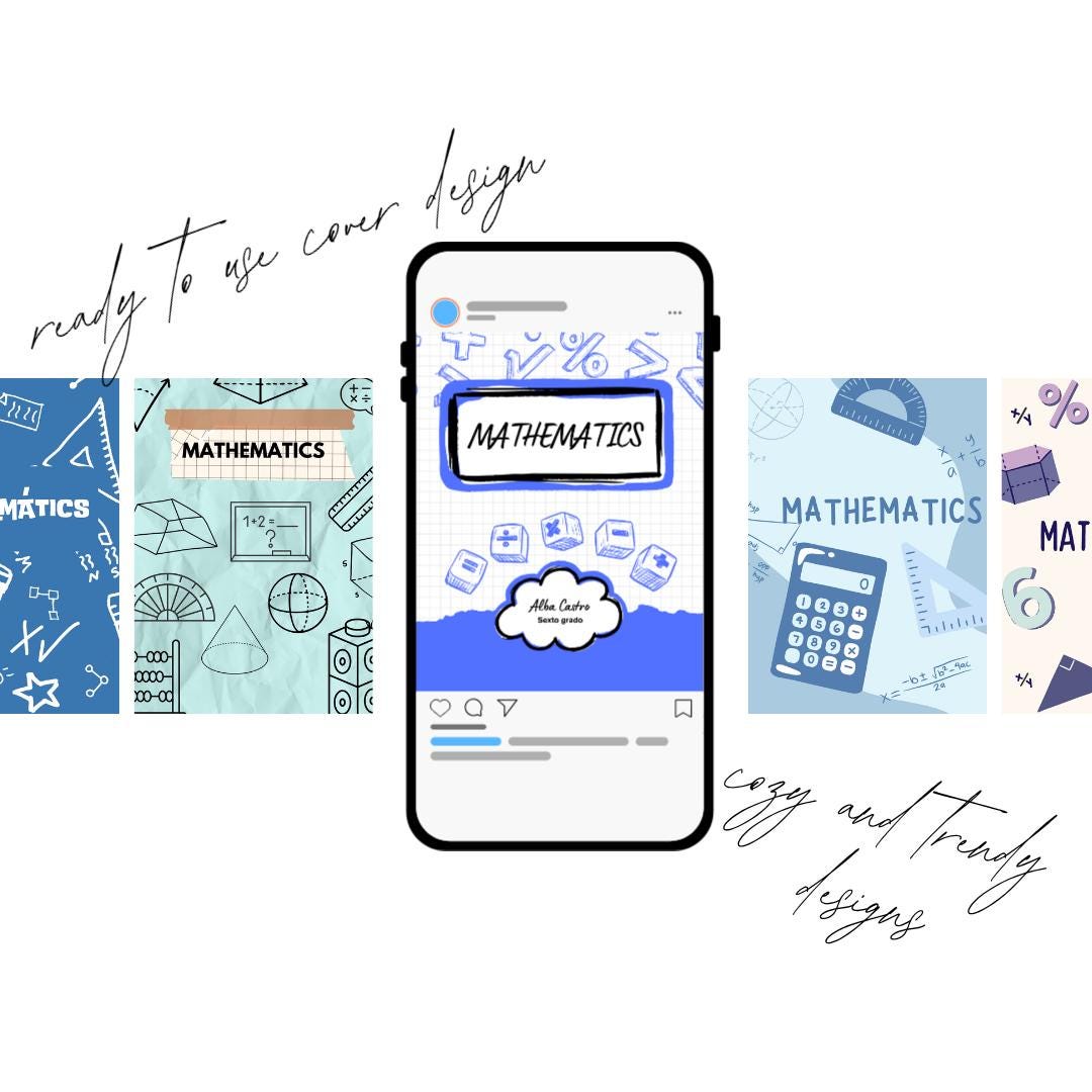 Mathematics Notebook Covers Set: Professional Binder Dividers (PDF, PNG ...