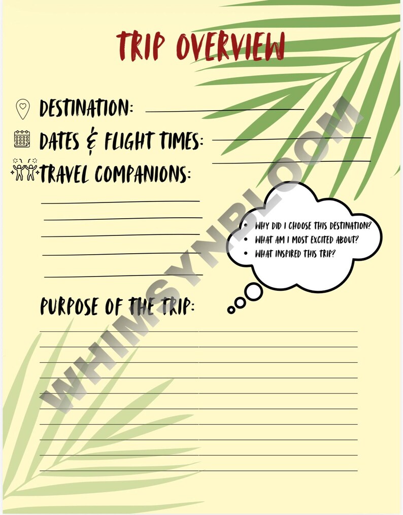Travel Journal Printable PDF | Vacation Diary With Prompts | Trip ...