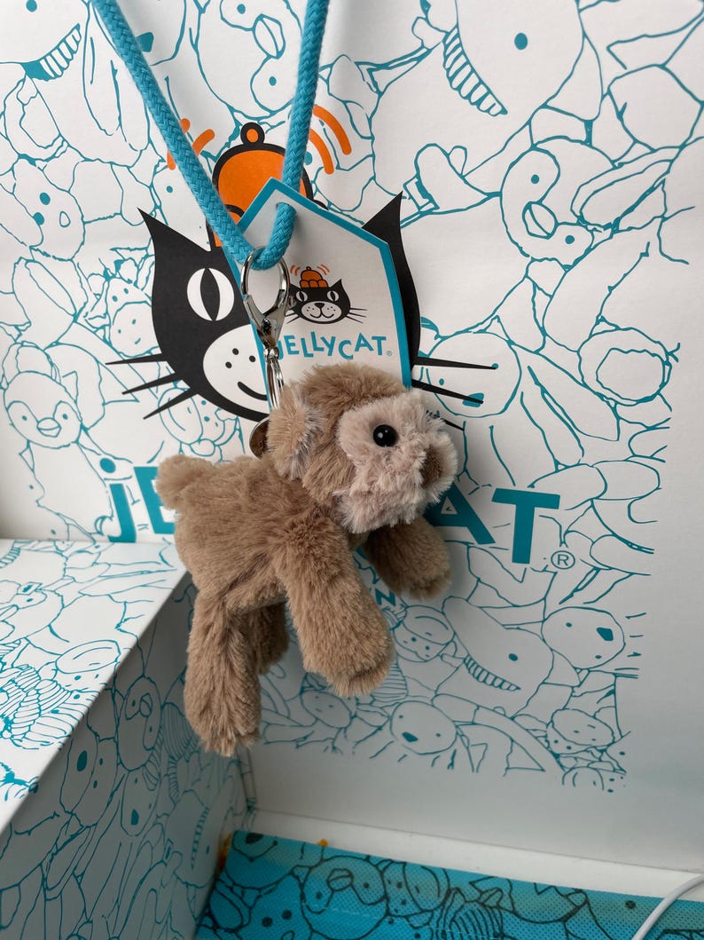 Jellycat Smudge Monkey Plush Bag Charm | Kawaii Backpack Accessory 12cm ...