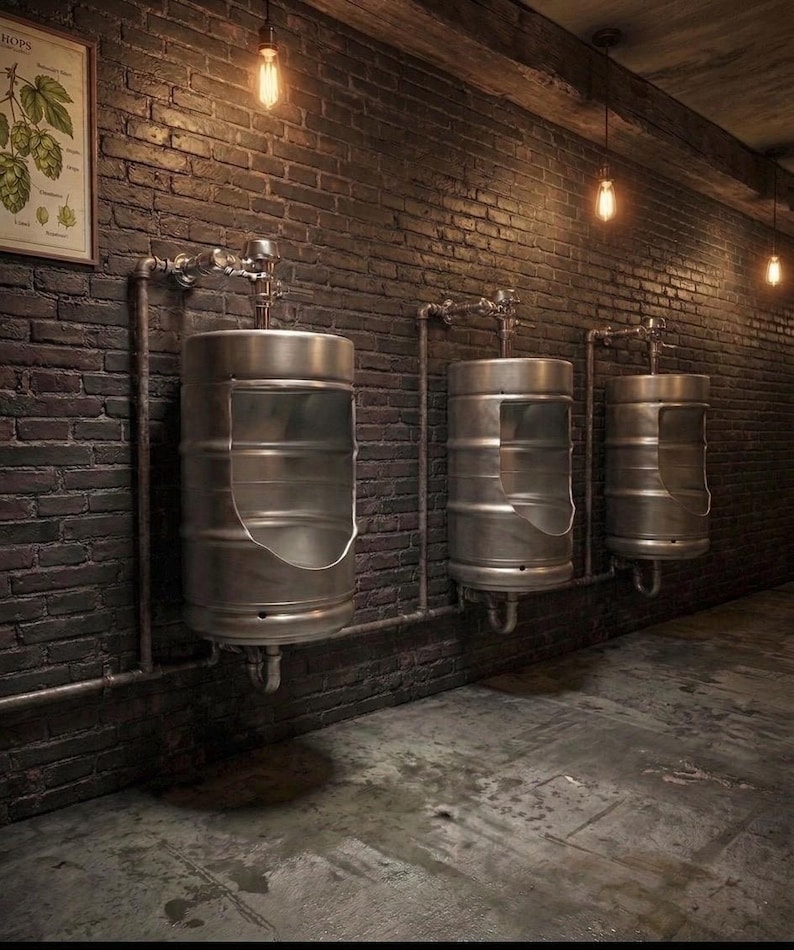 Beer Keg Urinal | Stainless Steel Urinal | Industrial Bar Decor | Man ...