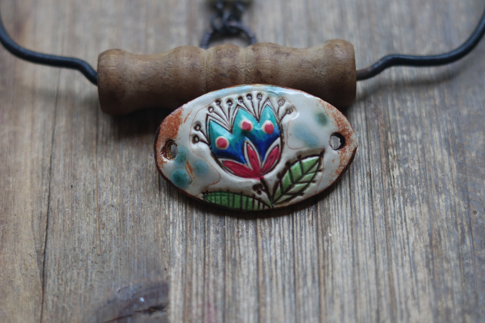 Ceramic Bracelet Connector Tulip Flower Rustic Earthy Funky - Etsy