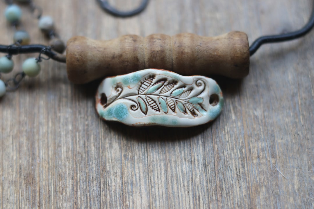 Handmade Ceramic Connector Bead: Rustic Green Leaf Pottery, Aroma ...