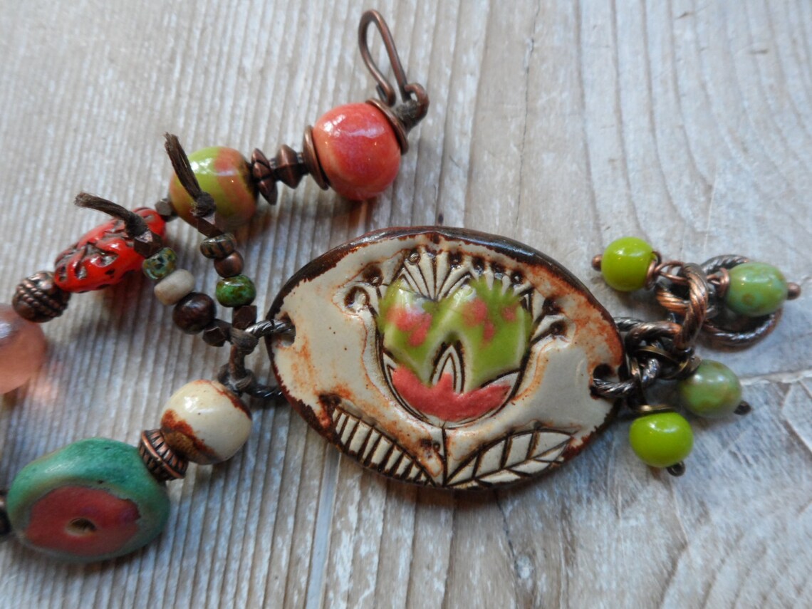 Tulip Bracelet Connector Rustic Artisan Handmade Pottery - Etsy