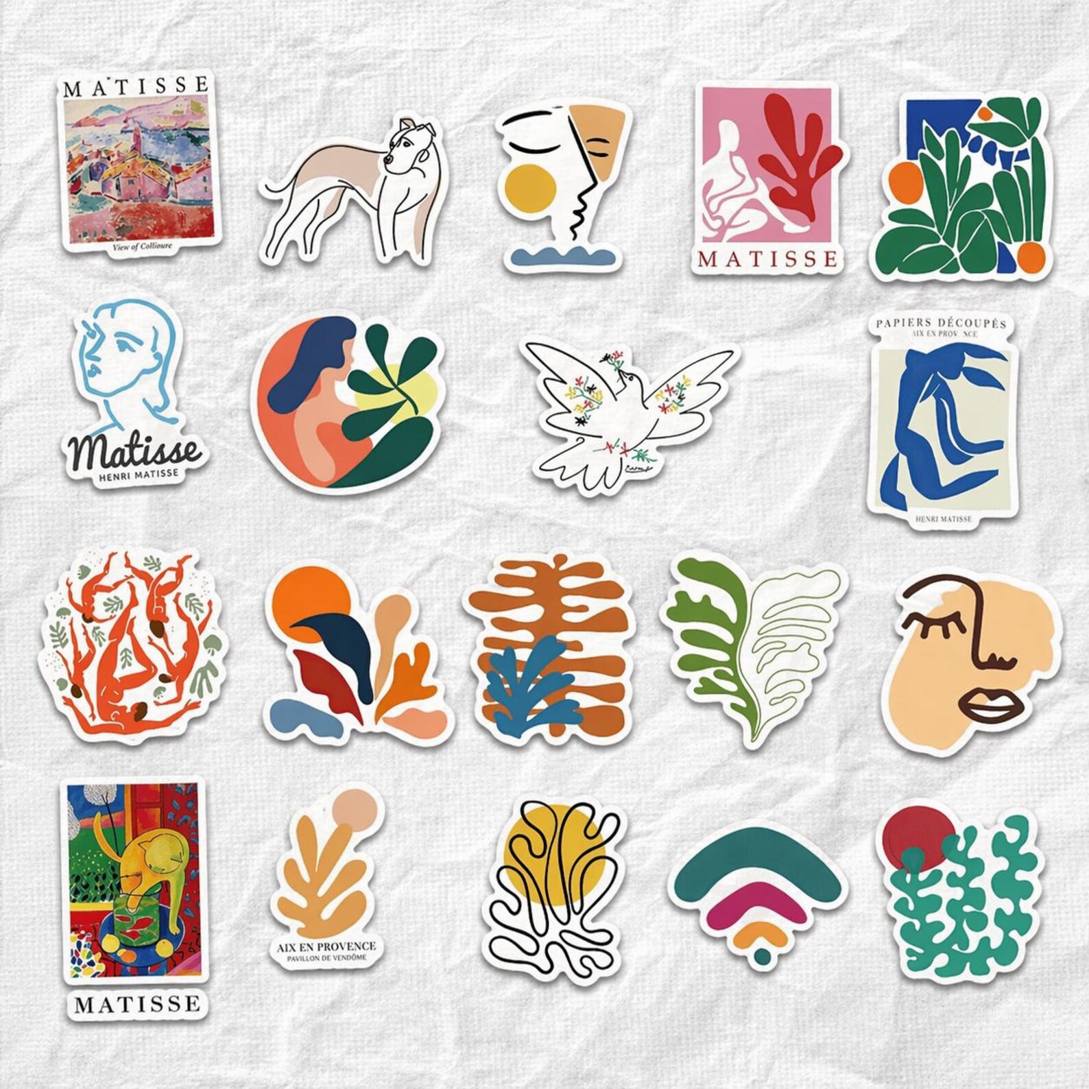 50 Art Stickers With Matisse Style, Journal Scrapbook Laptop Notebook ...