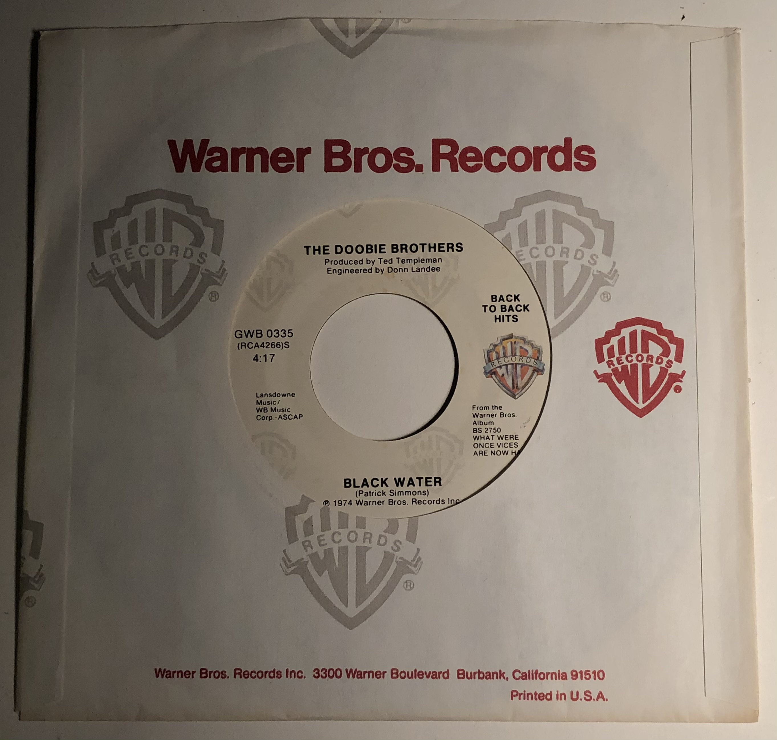 The Doobie Brothers / Black Water & Take Me in Your Arms (rock Me) / WB ...