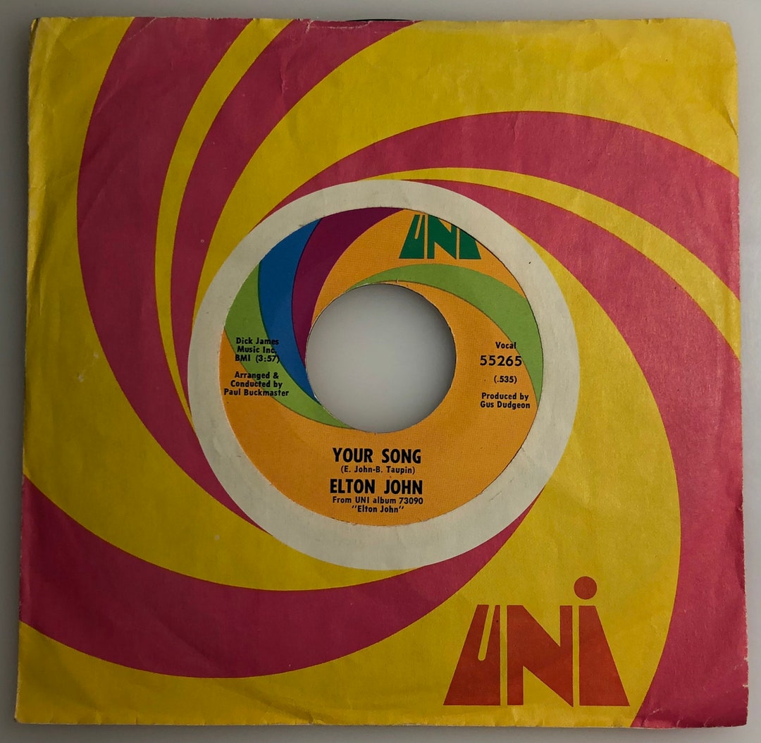 Elton John / Your Song / Original 1970 Pressing / US 45 & UNI Sleeve ...