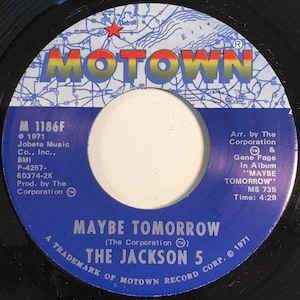 The Jackson Five / Maybe Tomorrow / Motown 1971 Original 45 / NM+ - Etsy