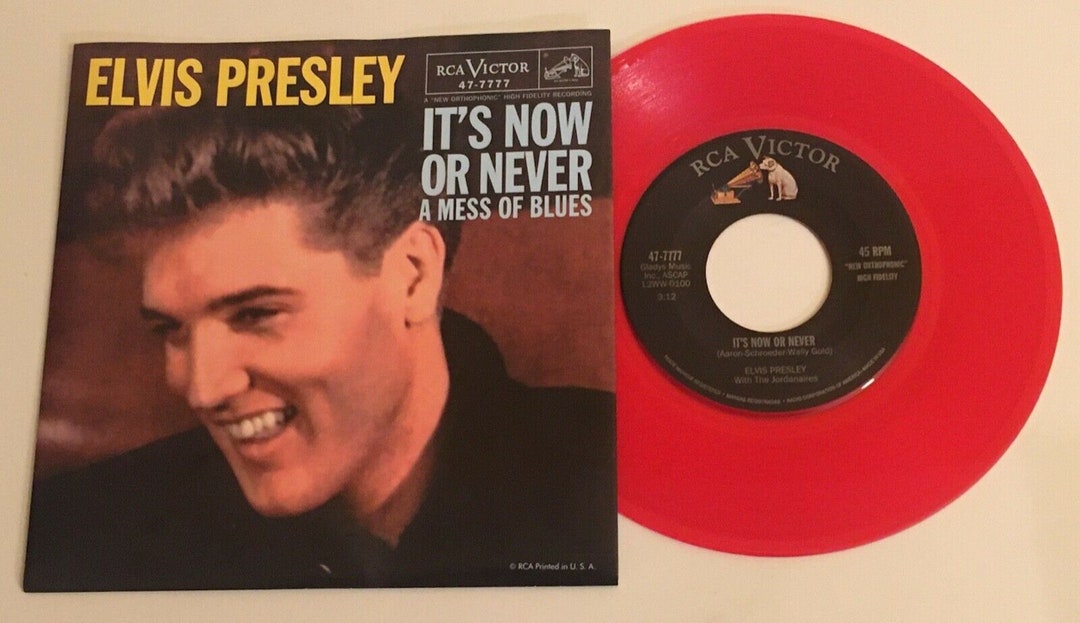 Elvis Presley / Es ahora o nunca & A Mess Of Blues / RCA Red Vinyl 45 w ...