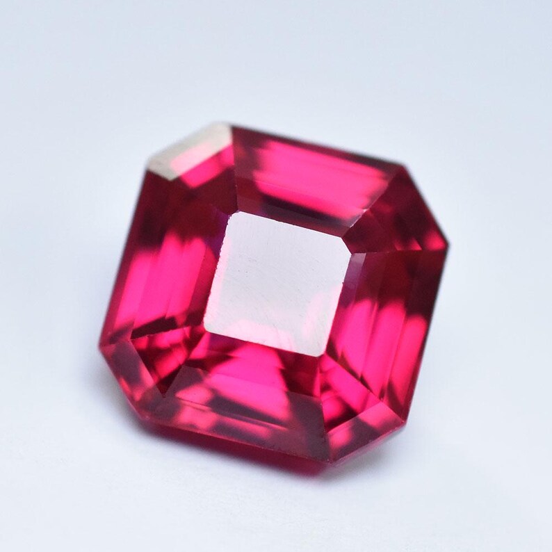 Natural Vivid Pink Ruby Gemstone | Square Cut, 11-13 Carat, Certified ...
