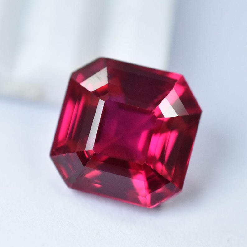 Natural Vivid Pink Ruby Gemstone | Square Cut, 11-13 Carat, Certified ...