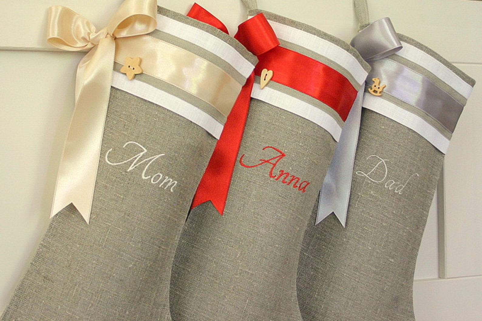 Personalized Christmas Stockings Linen Stockings With - Etsy