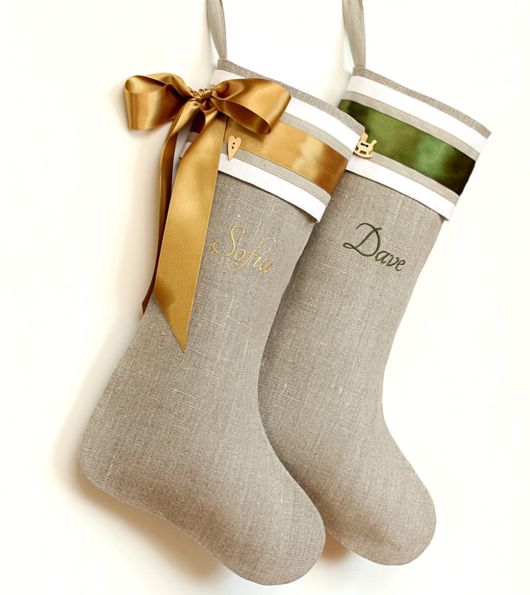 Personalized Christmas Stockings Linen Stockings With - Etsy