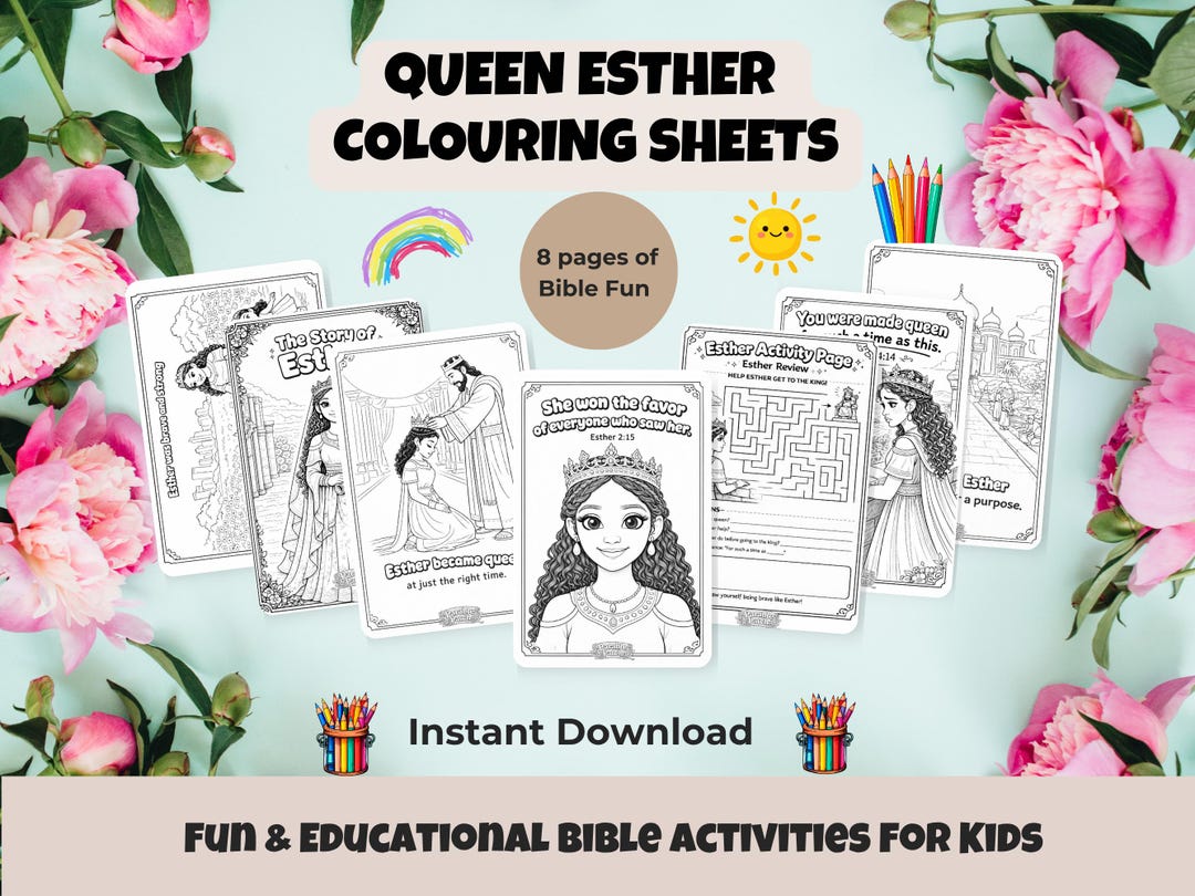Queen Esther Colouring and Activity Sheets I Bible Colouring Pages I ...