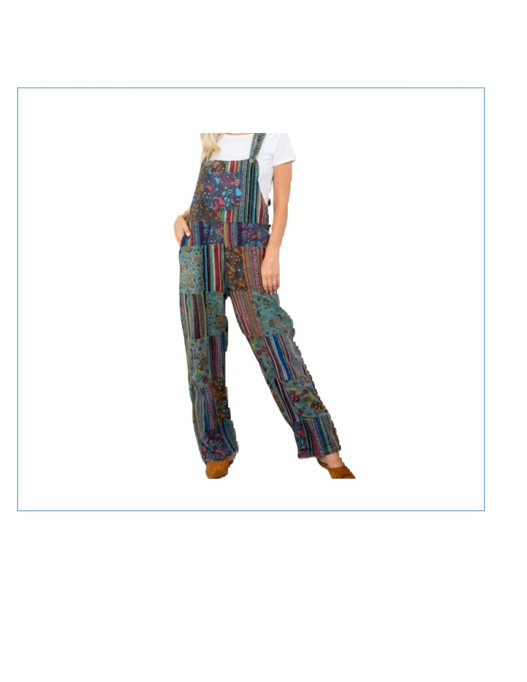 MUSHROOM PRINT Patchwork Overalls Bibs Jumper Hippie Shrooms - Etsy