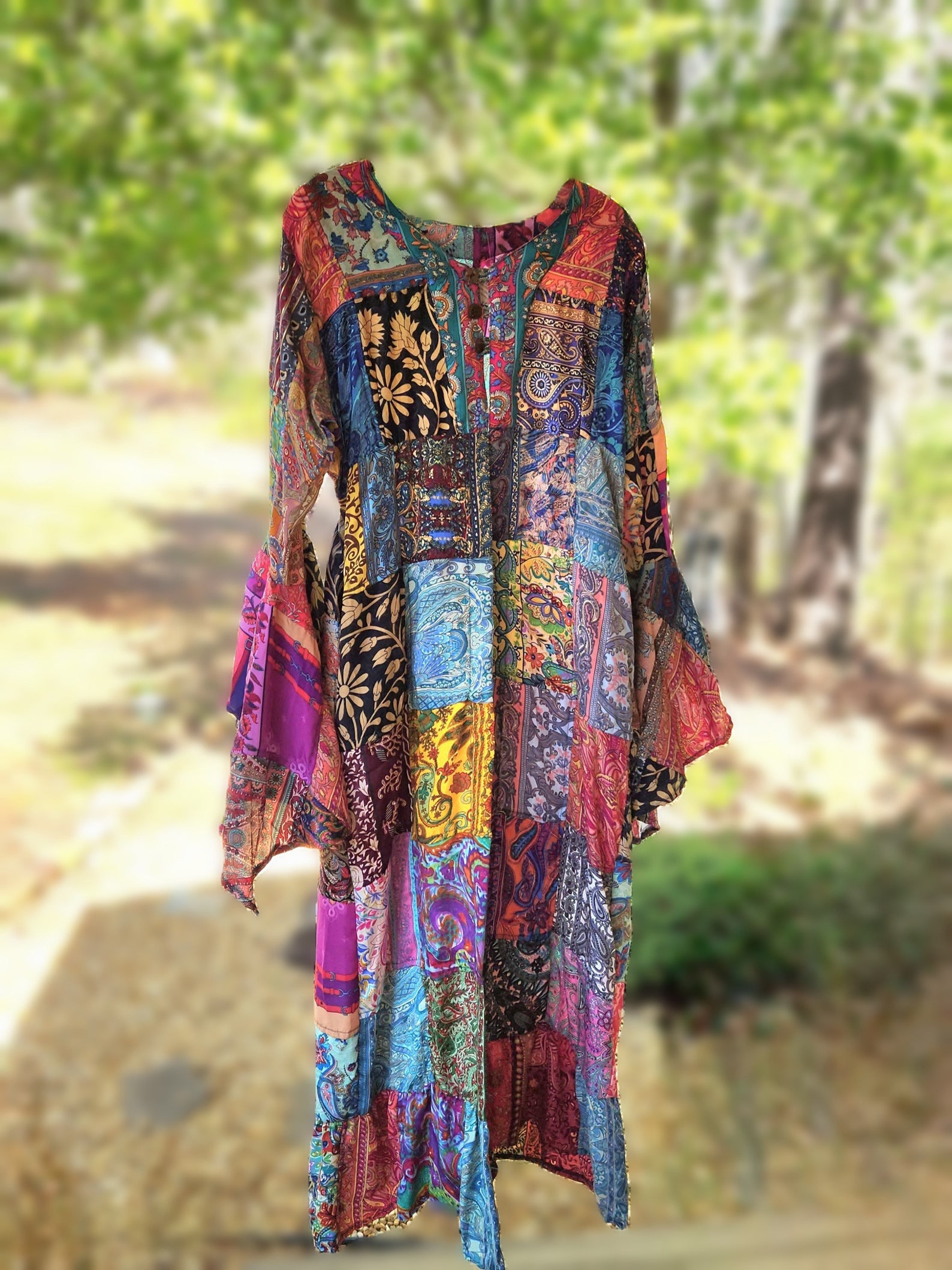 MISTY Boho Silk Blend Long Duster Hippie Kimono Festival - Etsy