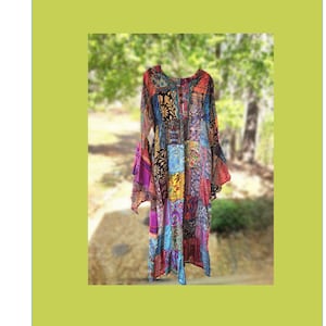 MISTY Boho Silk Blend Long Duster Hippie Kimono Festival - Etsy
