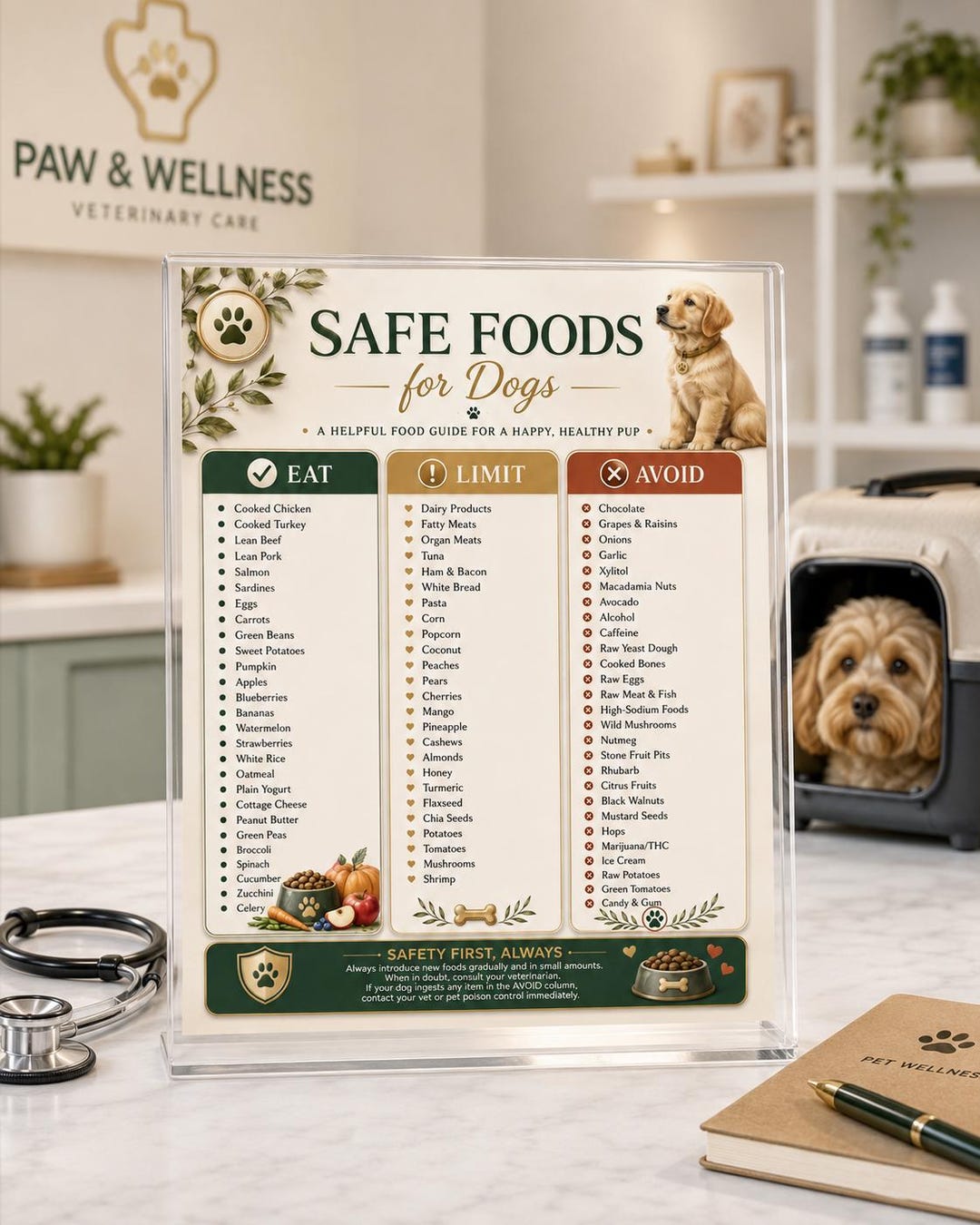 Safe Foods for Dogs Chart, Pet Nutrition Guide, Eat Limit Avoid (PDF ...