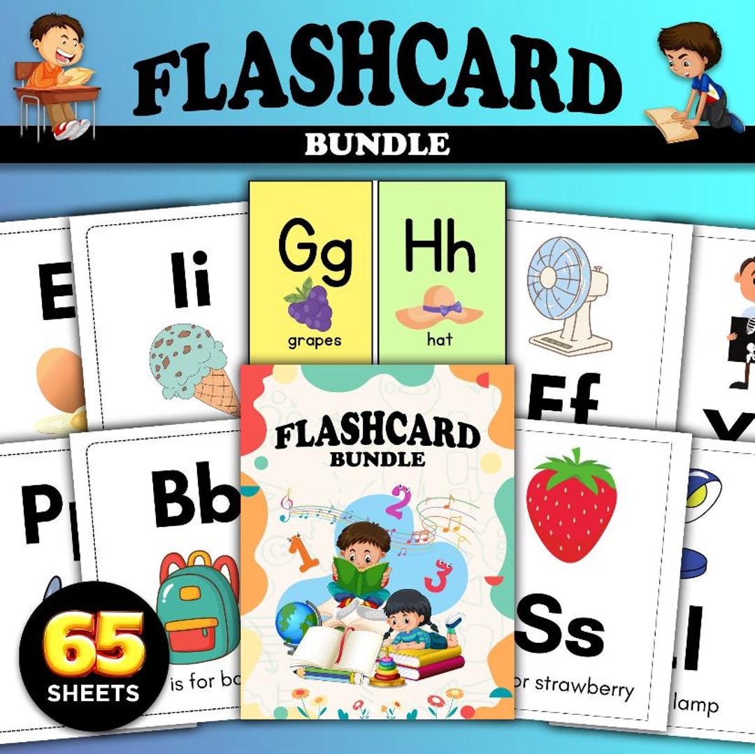 Children's Alphabet Flash Card Bundle, Alphabet Learning, Kids ...