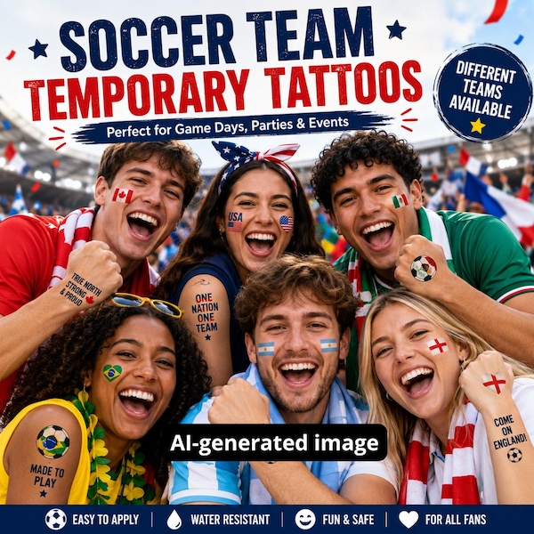Soccer Fan Face Tattoos - Etsy