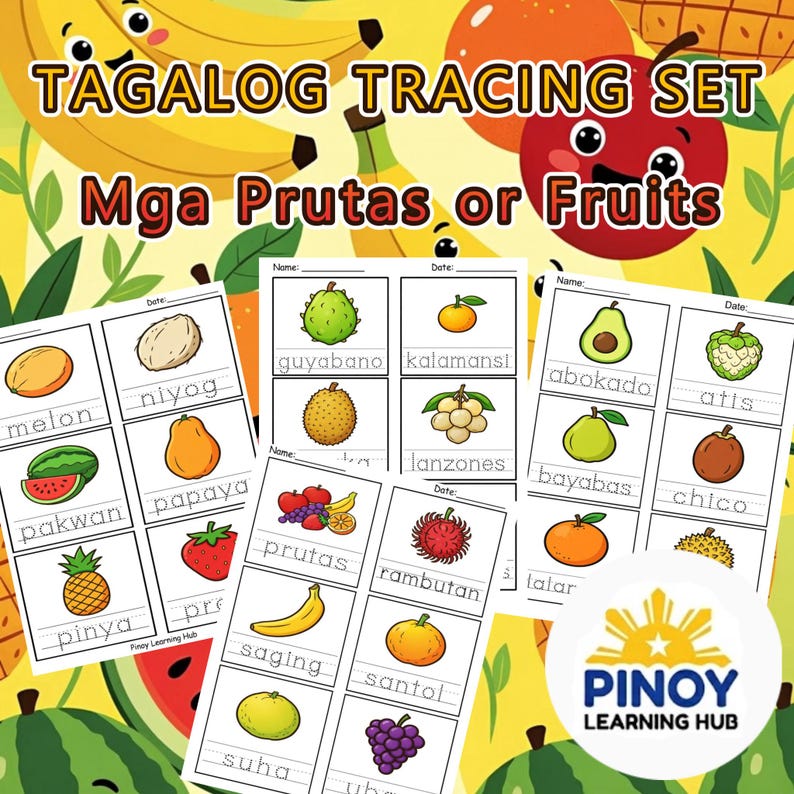 Tagalog Mga Prutas Worksheets | Filipino Fruits Vocabulary Tracing PDF ...