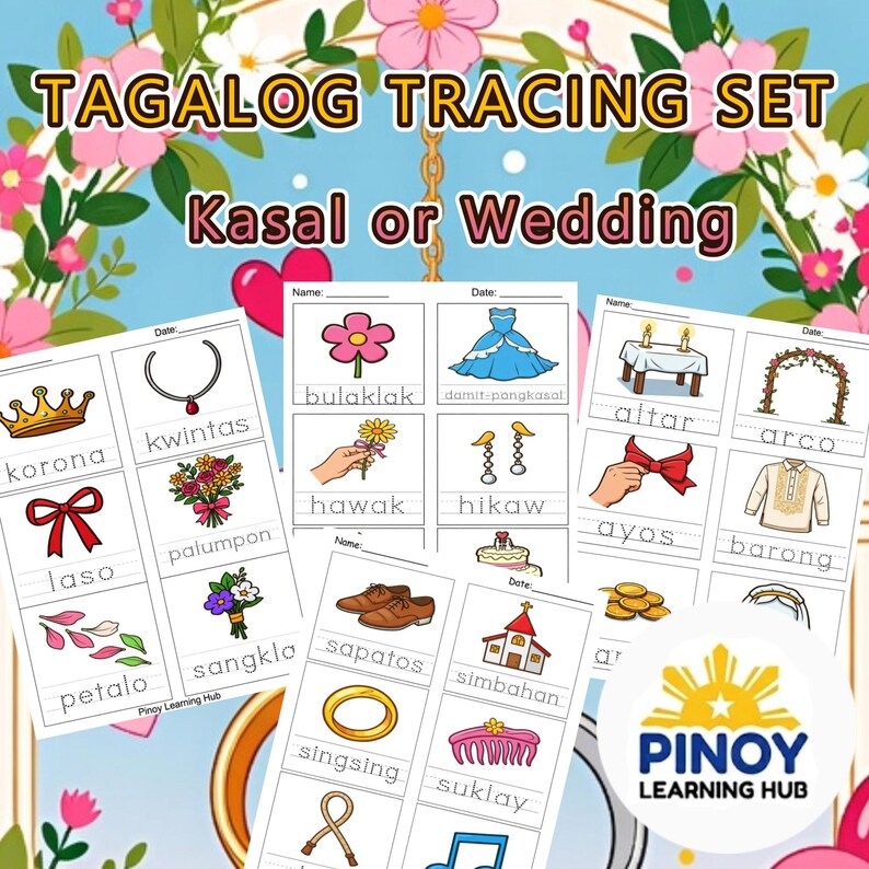 Tagalog Kasal Worksheets | Filipino Wedding Vocabulary Tracing PDF ...